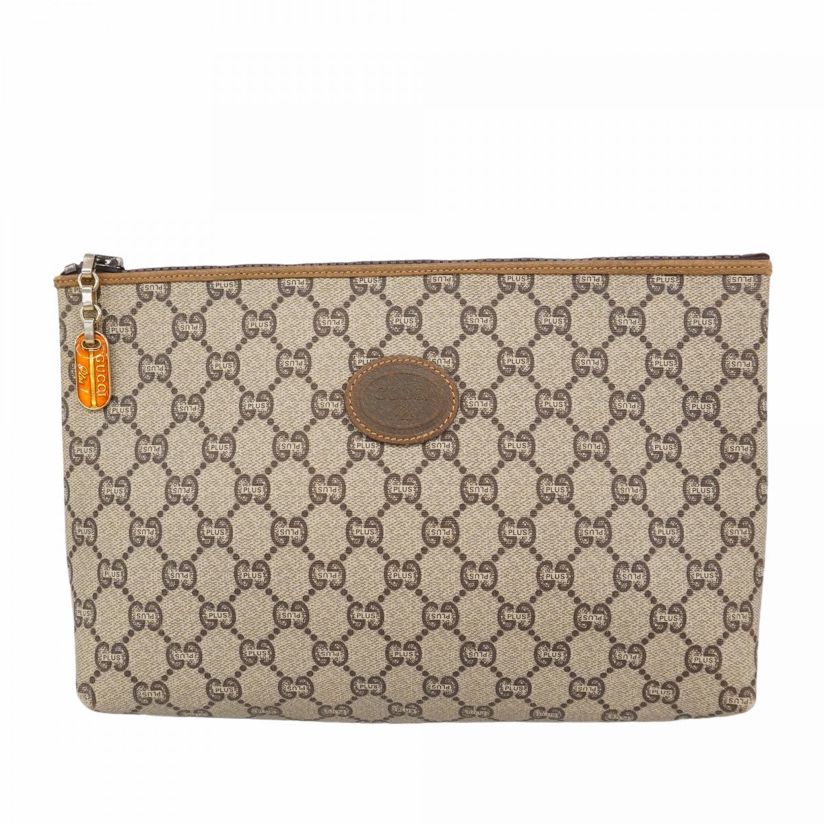 6ab1186】グッチ クラッチバッグ GGプラス PVC ブラウン ゴールド金具